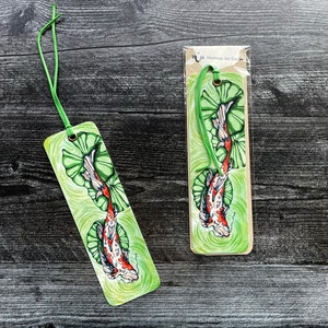 Watercolor Print Bookmark of a Koi Fish, Faux Suede Leather Cord ...