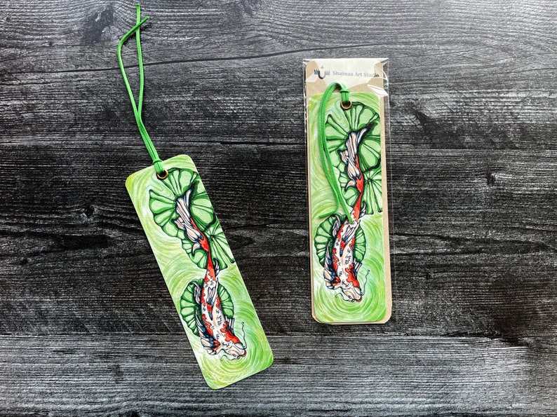Watercolor Print Bookmark of a Koi Fish Faux Suede Leather - Etsy