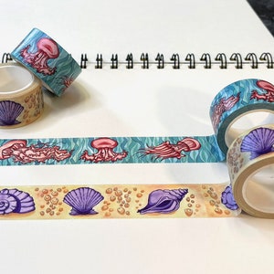 Promo Set of 2 Washi Tapes Jellyfish and Seashells, Cute Gift ...