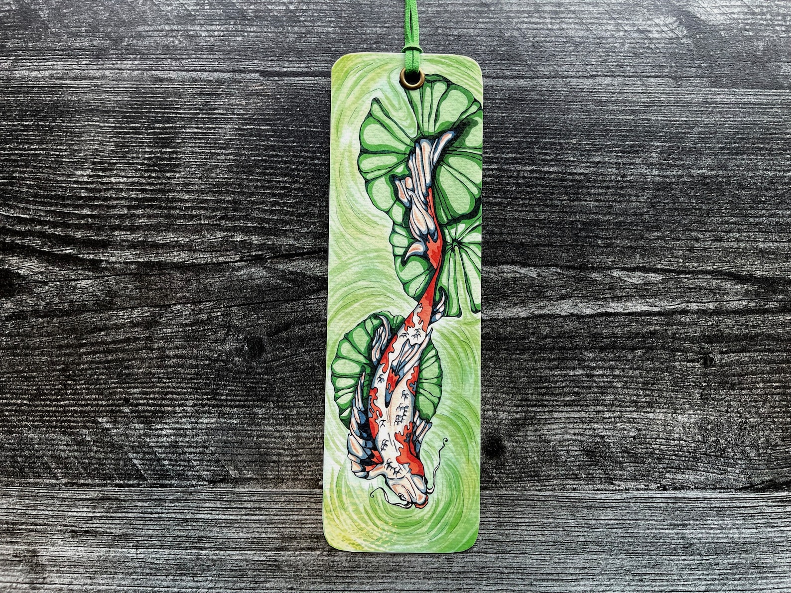 Watercolor Print Bookmark of a Koi Fish Faux Suede Leather - Etsy
