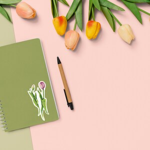 Pink Tulips Vinyl Sticker, Cottage Core Stickers for Laptop, Plant Mom ...