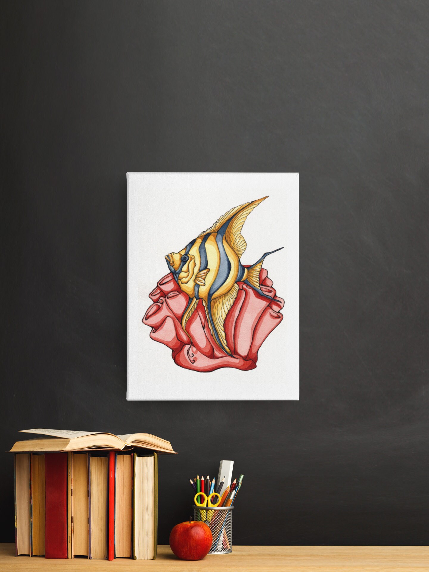 Angelfish Illustration Print, Tropical Fish Artwork, Undersea Poster ...