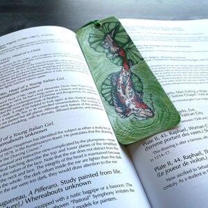 Watercolor Print Bookmark of a Koi Fish, Faux Suede Leather Cord ...