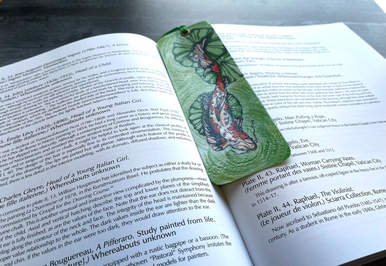 Watercolor Print Bookmark of a Koi Fish Faux Suede Leather - Etsy