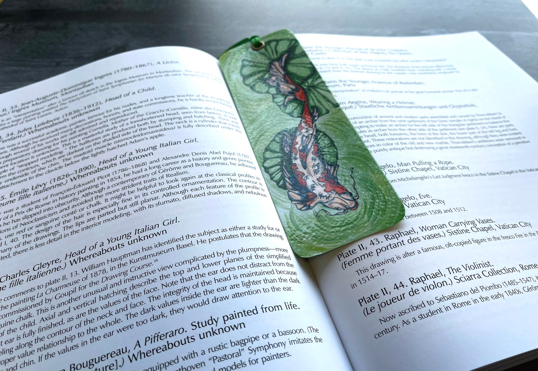 Watercolor Print Bookmark of a Koi Fish, Faux Suede Leather Cord ...