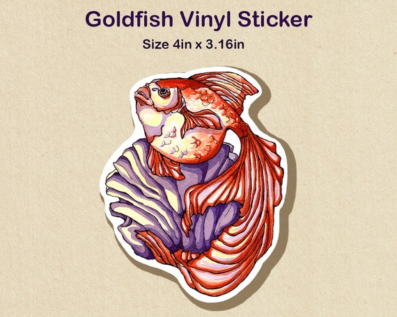 Goldfish Art Vinyl Sticker Waterproof Sticker for Laptop - Etsy
