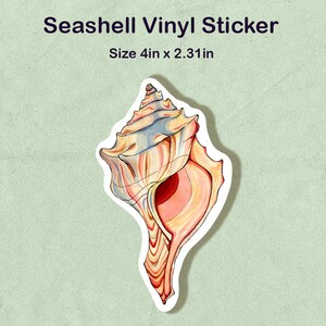 Seashell Art Vinyl Sticker, Waterproof Sticker, for Laptop, Beachcomb ...