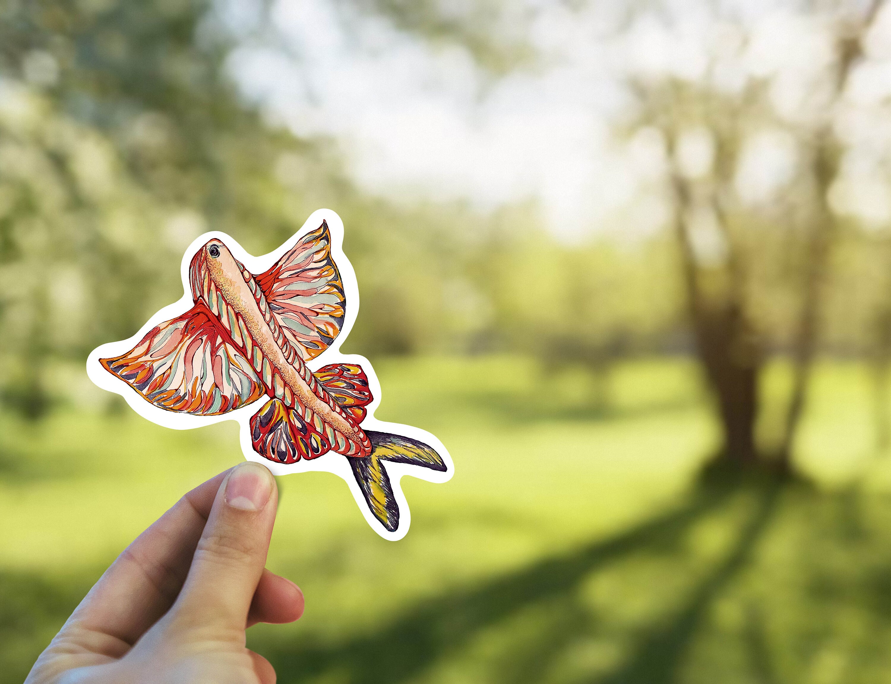 Flying Fish Art Vinyl Sticker, Waterproof Sticker, for Laptop ...