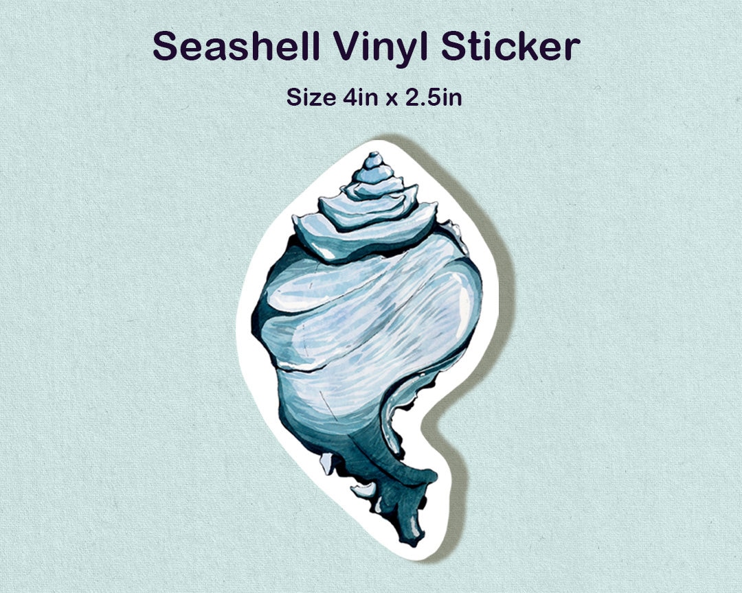 Seashell Art Vinyl Sticker, Waterproof Sticker, for Laptop, Beachcomb ...