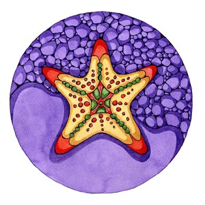 Art Print, Starfish, Marine Life, Ocean Life, Sea Creature, Watercolor ...
