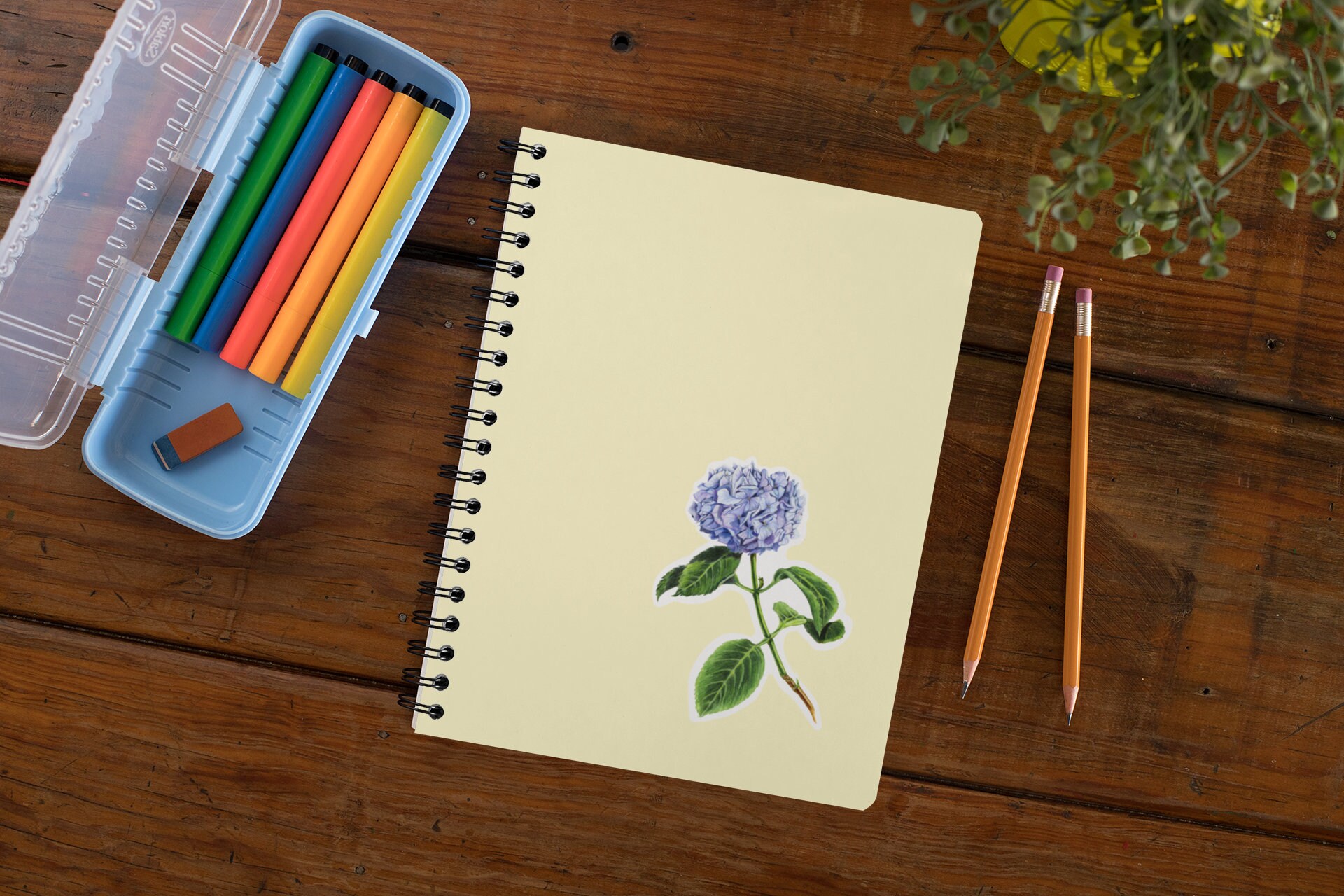 Blue Hydrangea Vinyl Sticker, Cottage Core Stickers for Laptop, Plant ...