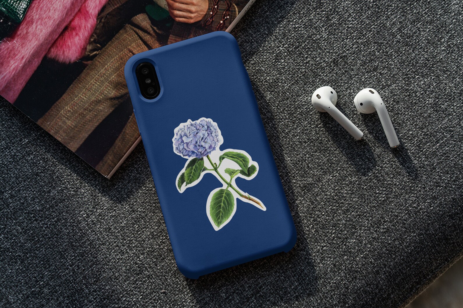 Blue Hydrangea Vinyl Sticker, Cottage Core Stickers for Laptop, Plant ...