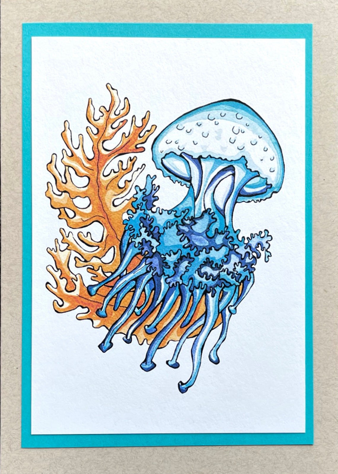 Jellyfish Greeting Card, Beach Lover Birthday Card for Her, Sea Life ...