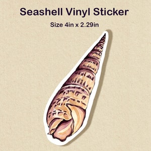 Seashell Art Vinyl Sticker, Waterproof Sticker, for Laptop, Beachcomb ...