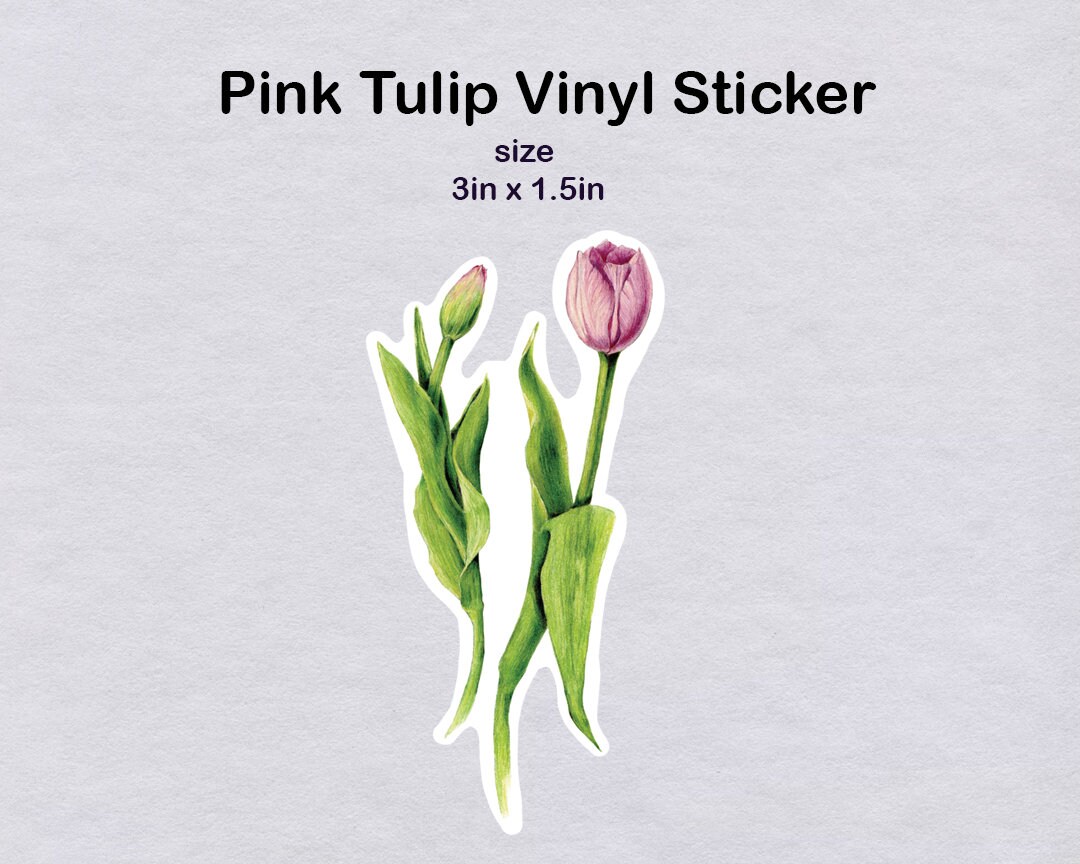 Pink Tulips Vinyl Sticker Cottage Core Stickers for Laptop - Etsy
