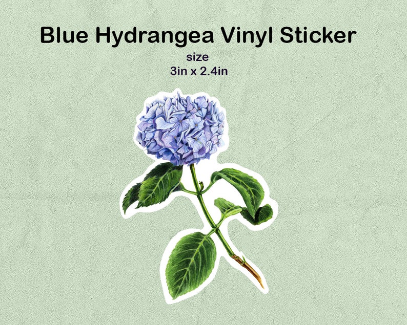 Blue Hydrangea Vinyl Sticker, Cottage Core Stickers for Laptop, Plant ...