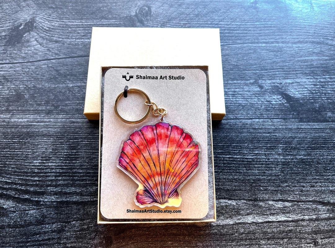 Clear Acrylic Holographic Keychain Seashell, for New Home, Car, Teacher ...