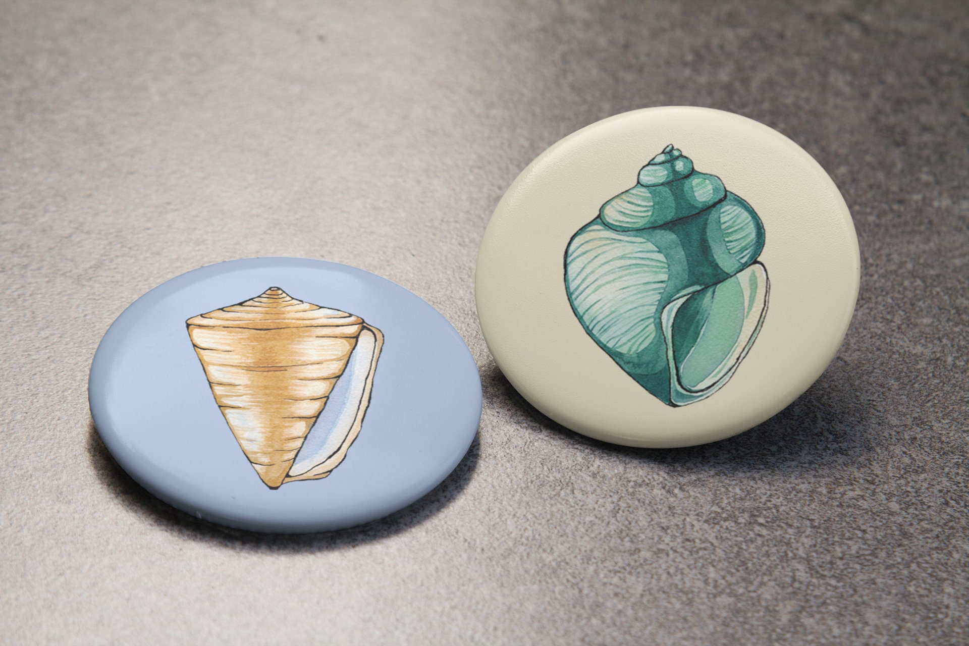 Seashells Buttons Set of 2, Beach Lover Gift, Nautical Buttons ...