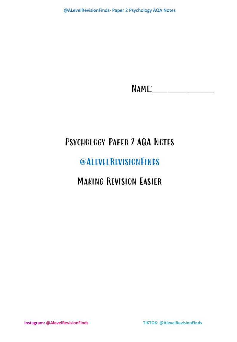 Psychology Paper 2 AQA A Level Notes *NEW 2021* - Etsy