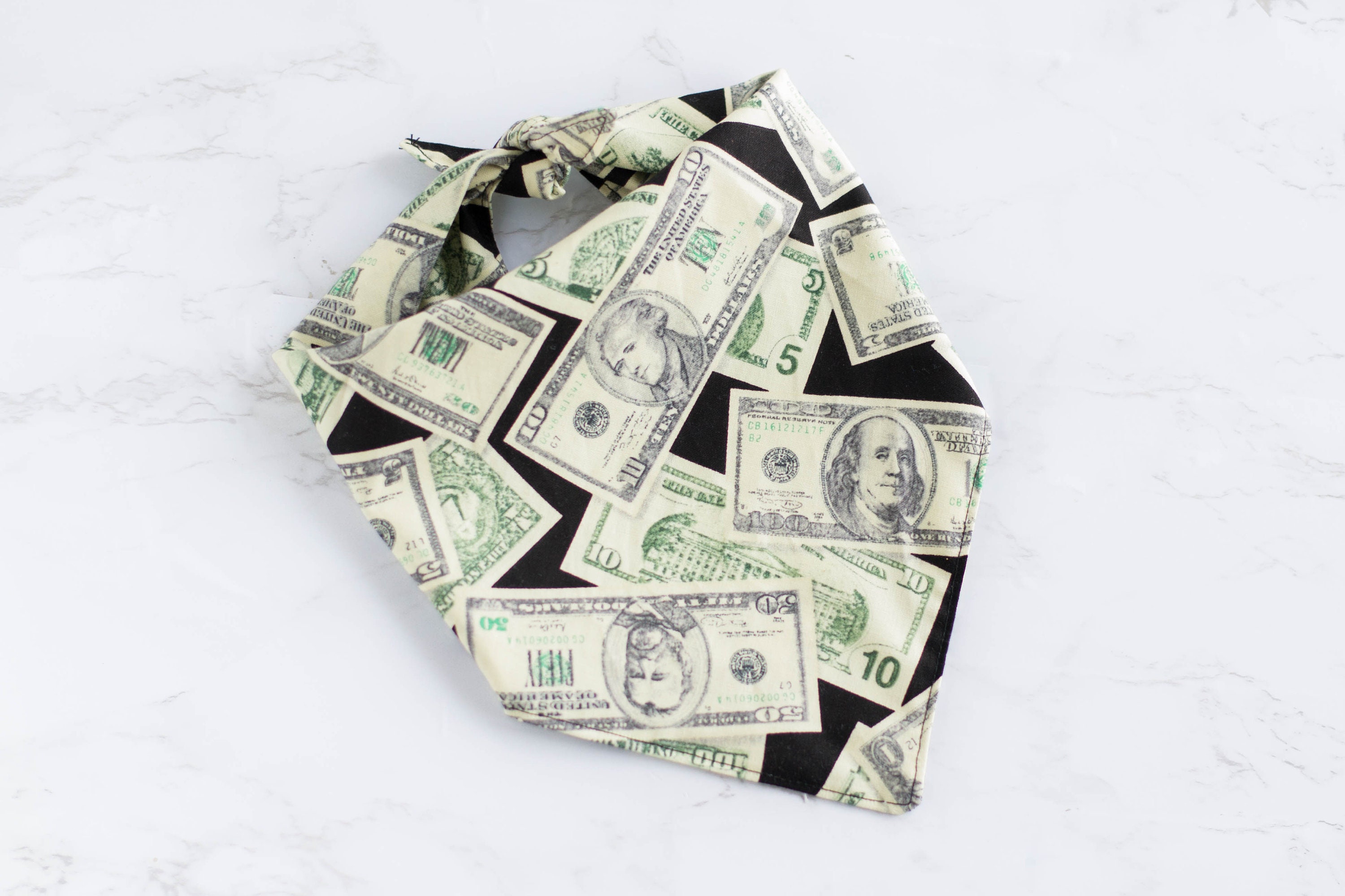 Money Dog Bandana, Dollar Bill Bandana, Green and Black Bandanas, Funny ...