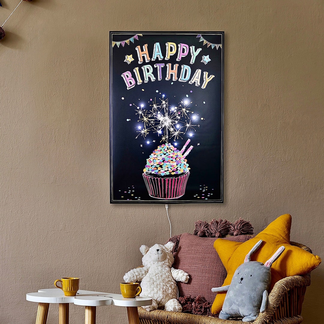 Interactive Happy Birthday LED Poster - Etsy