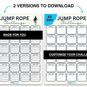 30 Day Jump Rope Challenge | Workout Planner Download | Weight Loss ...