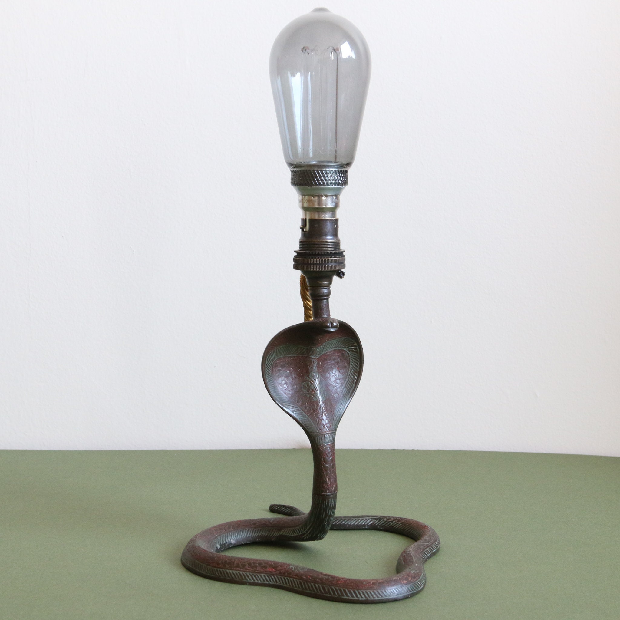 Vintage 1930's Brass Snake Light Vintage 1940's Brass Snake Lamp ...