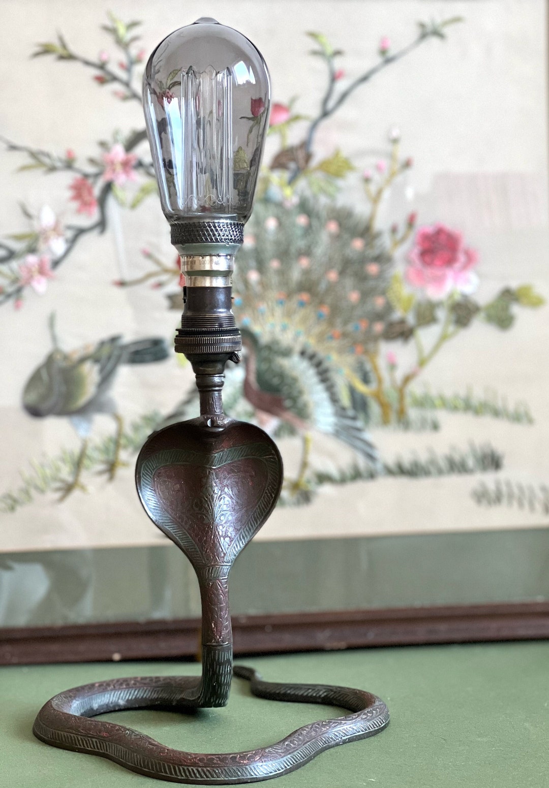 Vintage 1930's Brass Snake Light Vintage 1940's Brass Snake Lamp ...