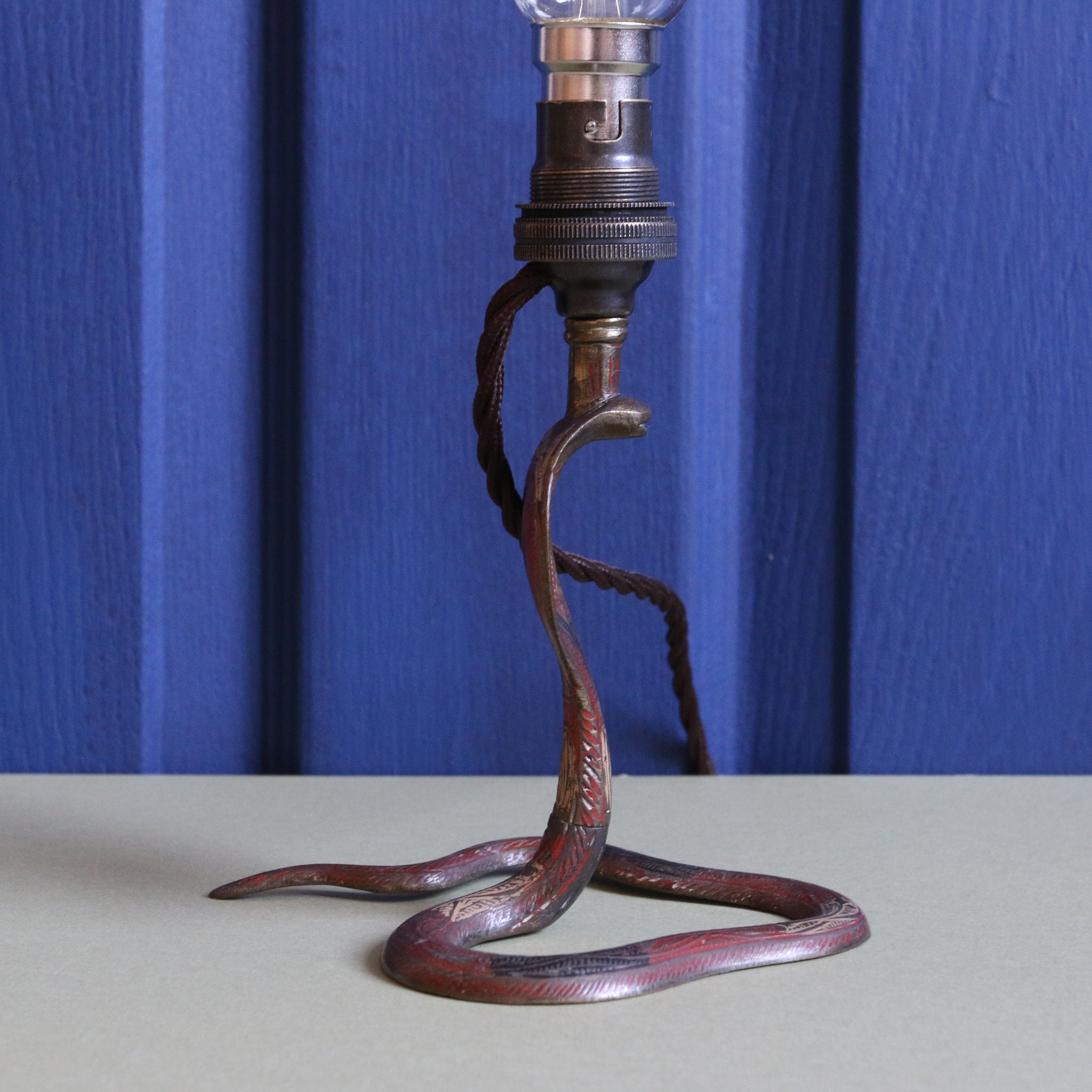 Vintage Cobra Light Vintage 1940's Brass Carved Snake Light Original ...