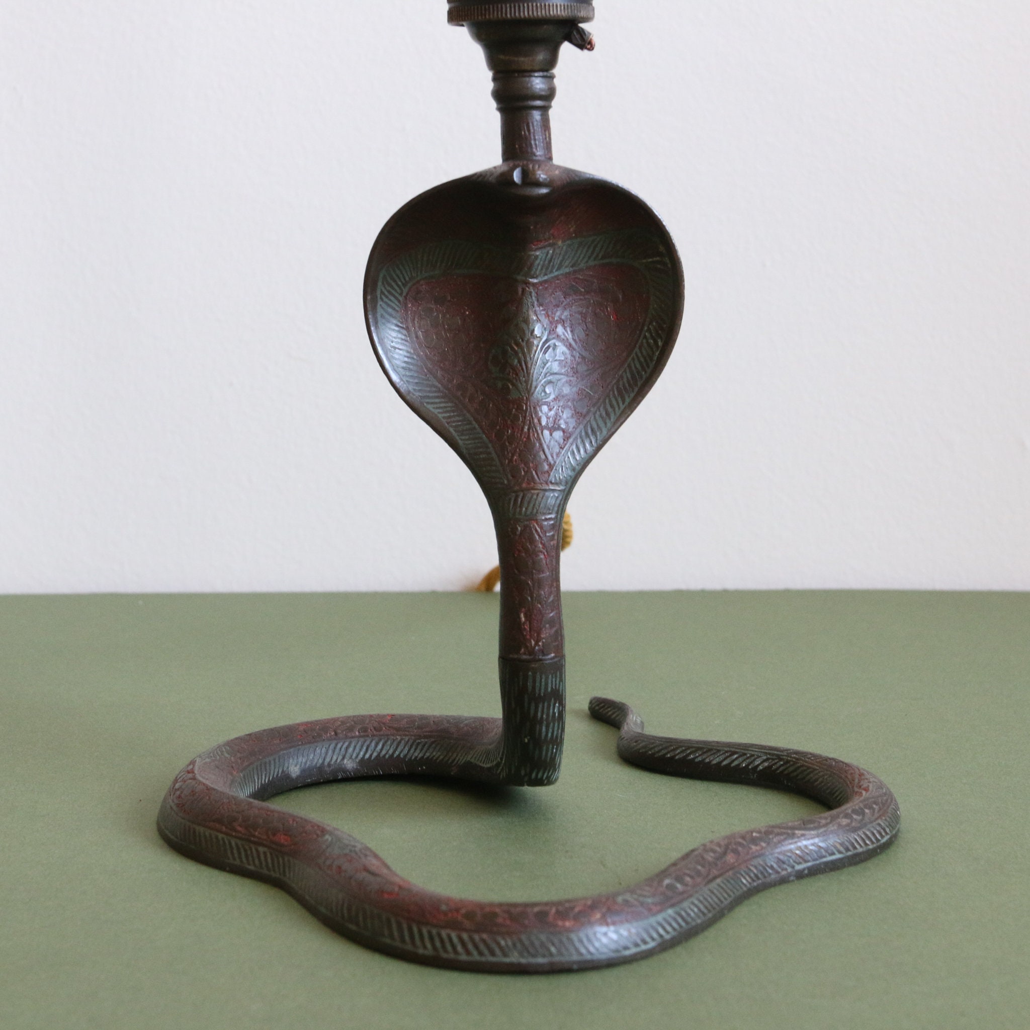 Vintage 1930's Brass Snake Light Vintage 1940's Brass Snake Lamp ...