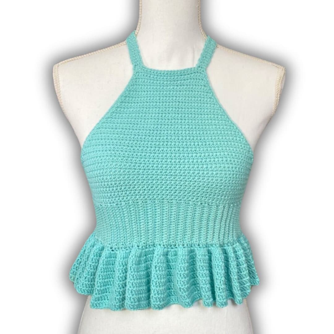 Halter Top Crochet Pattern - Crochet Top With Ruffles - EASY Crochet ...