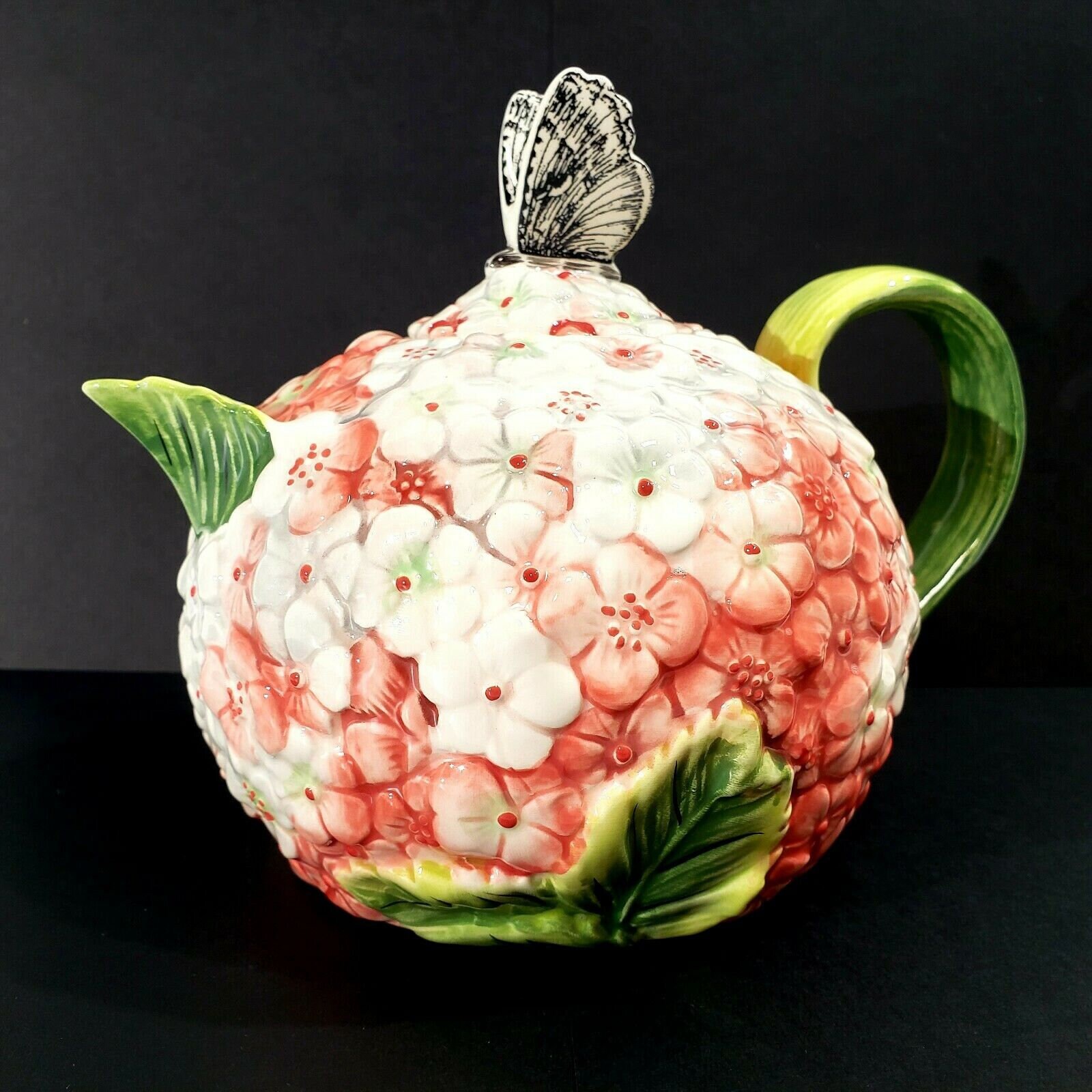 Edie Rose Hydrangea Collection Floral Teapot w/ Butterfly Lid | Etsy
