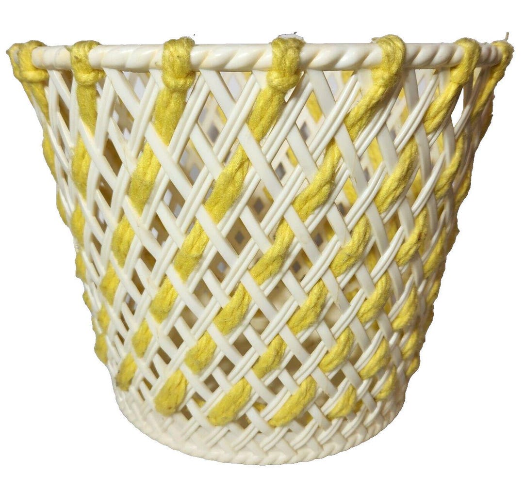 Dialene Better Maid Trash Can Waste Basket Small Woven Yarn MCM Yellow ...
