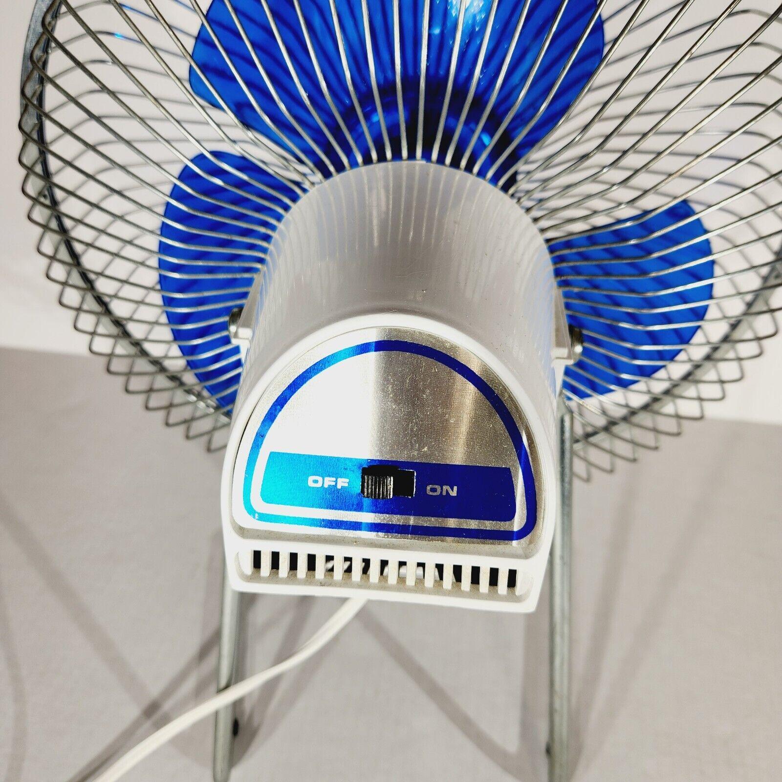 Galaxy Personal Fan 9in Translucent Blue Blades Vtg Electric Tilting ...