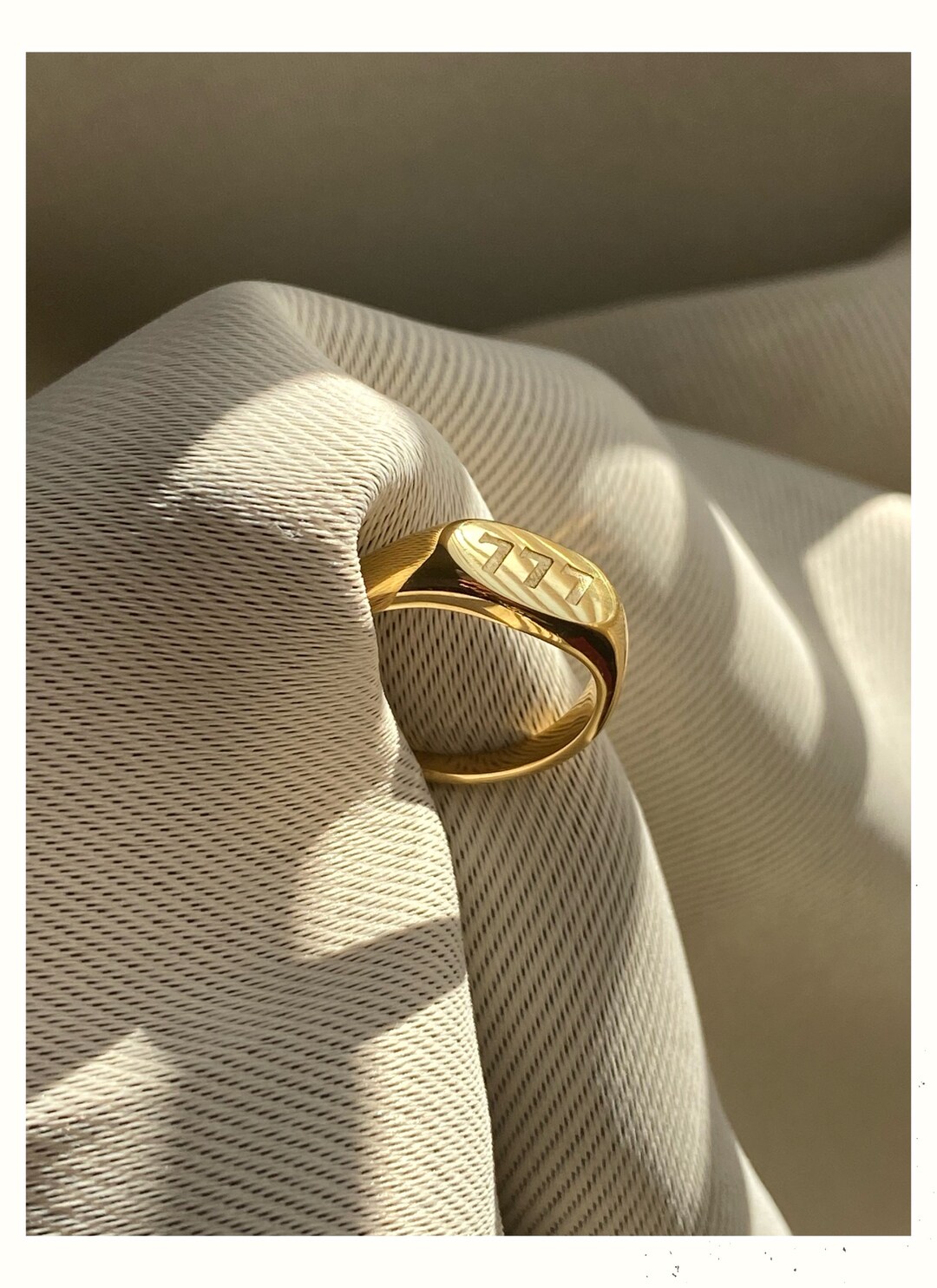 18K Gold Angel Number 777 Ring, Angel. Gold Ring, Lucky Minimalist ...