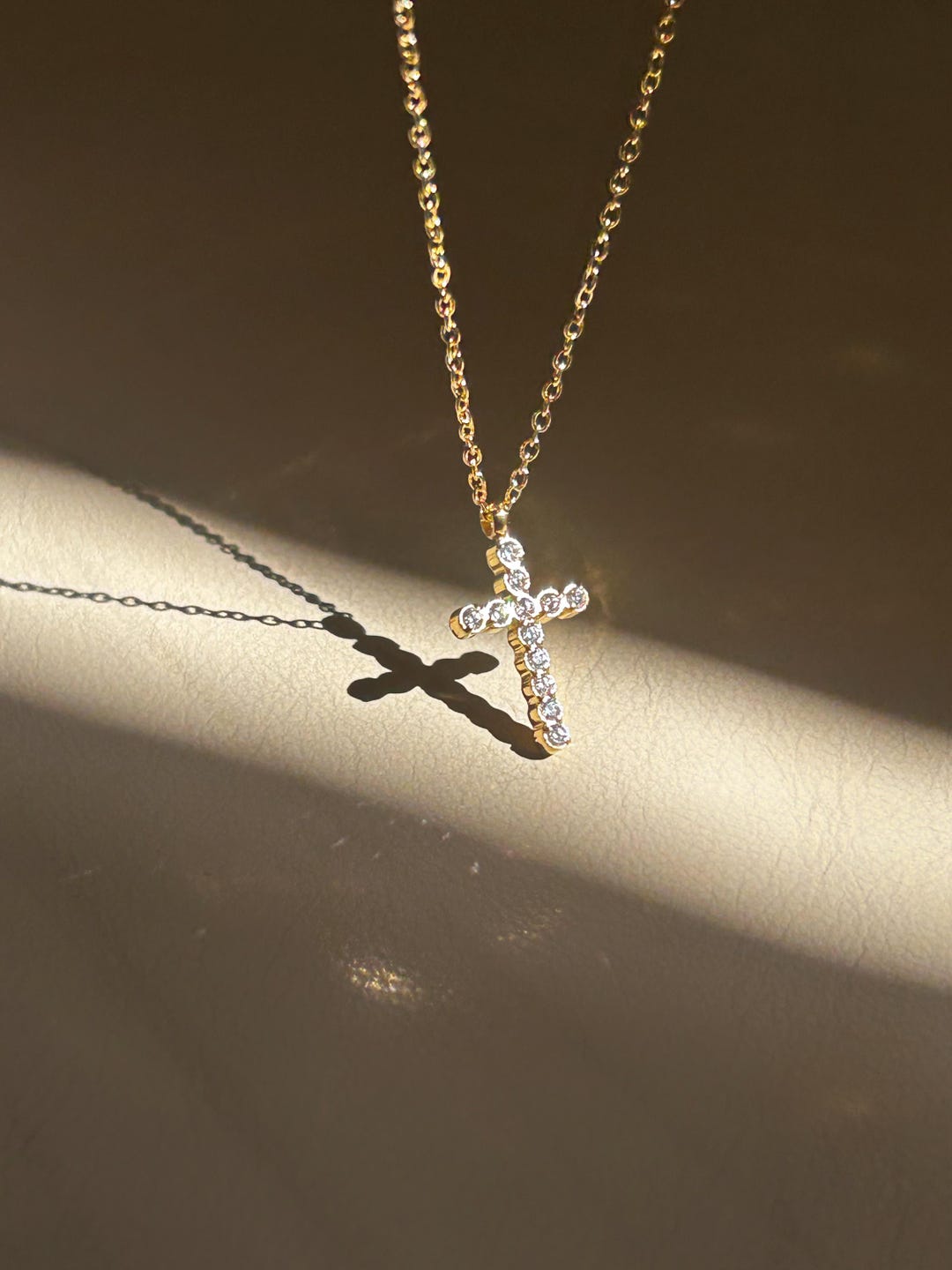 Pave Cross Necklace, Minimalist Cross Necklace, Baptism Gift,cross ...