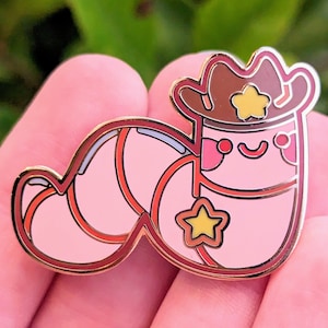 Cowboy Worm Enamel Pin! - Etsy