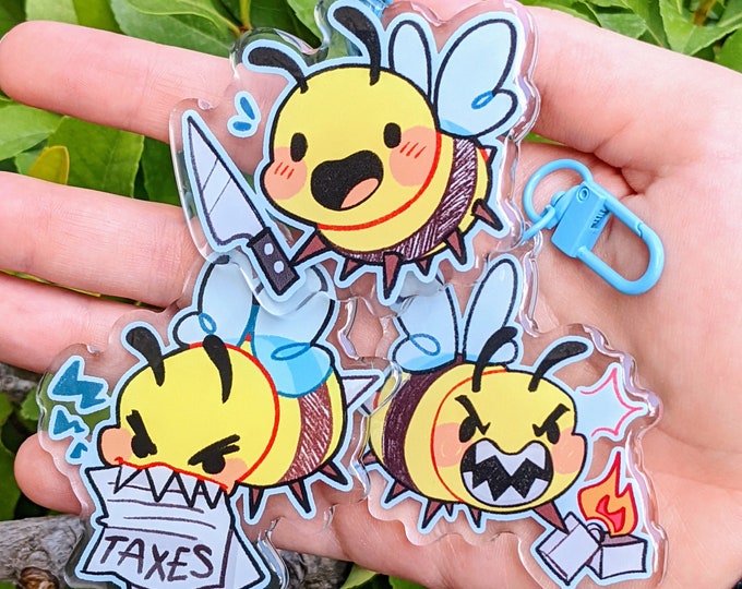 Chaotic Bee Keychains // Acrylic 3in Keychain - Etsy