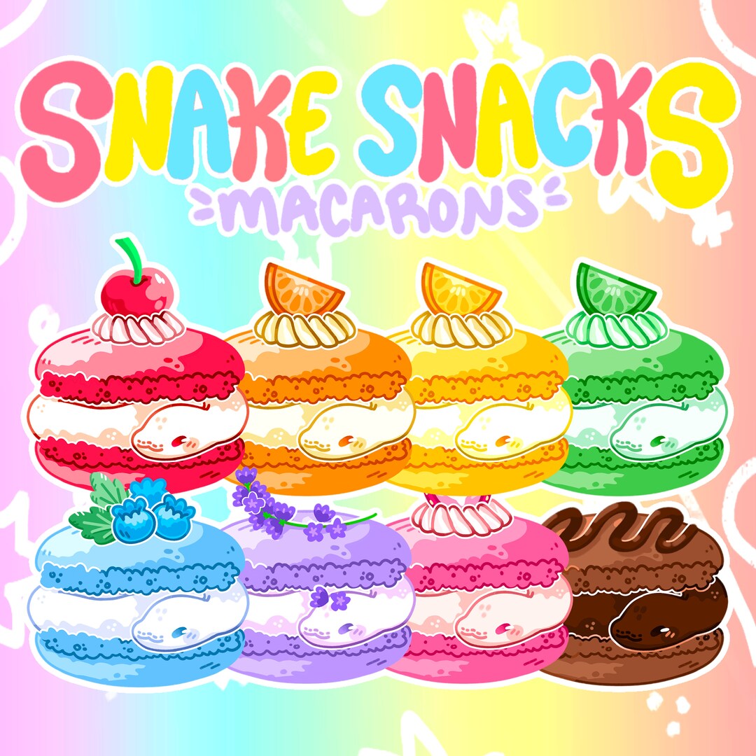 Snake Snacks Macarons Waterproof Sticker Set! - Etsy