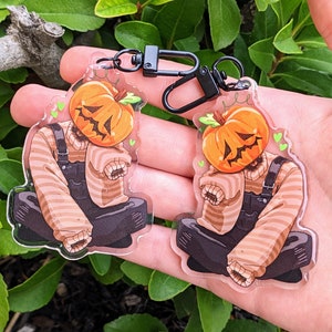 Autumn Pumpkin Head Keychain! // Acrylic 3in Keychain - Etsy