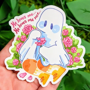 Valentine Flower Ghost Stickers With Text - Etsy