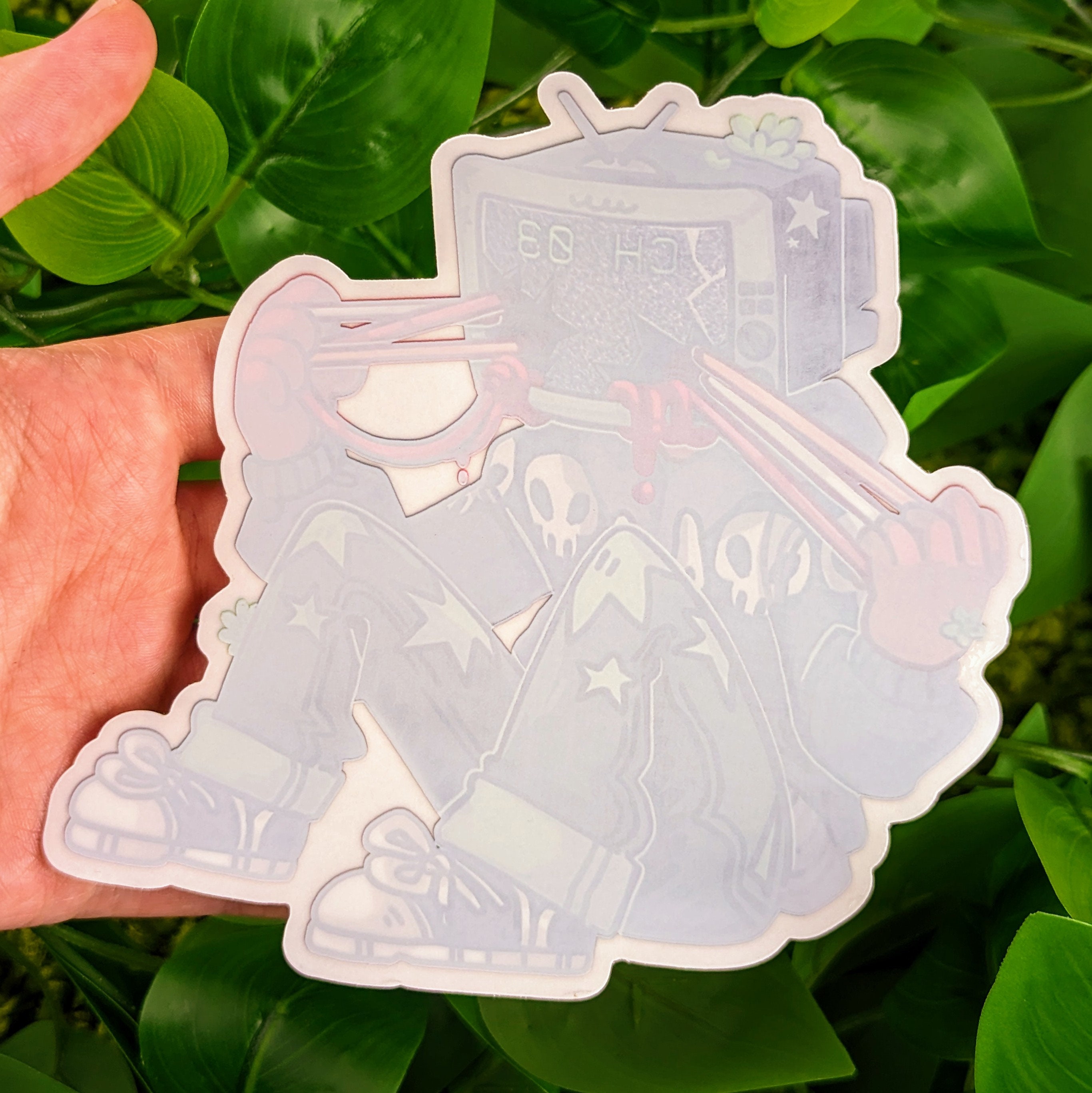 Static TV Head Window Sticker - Etsy