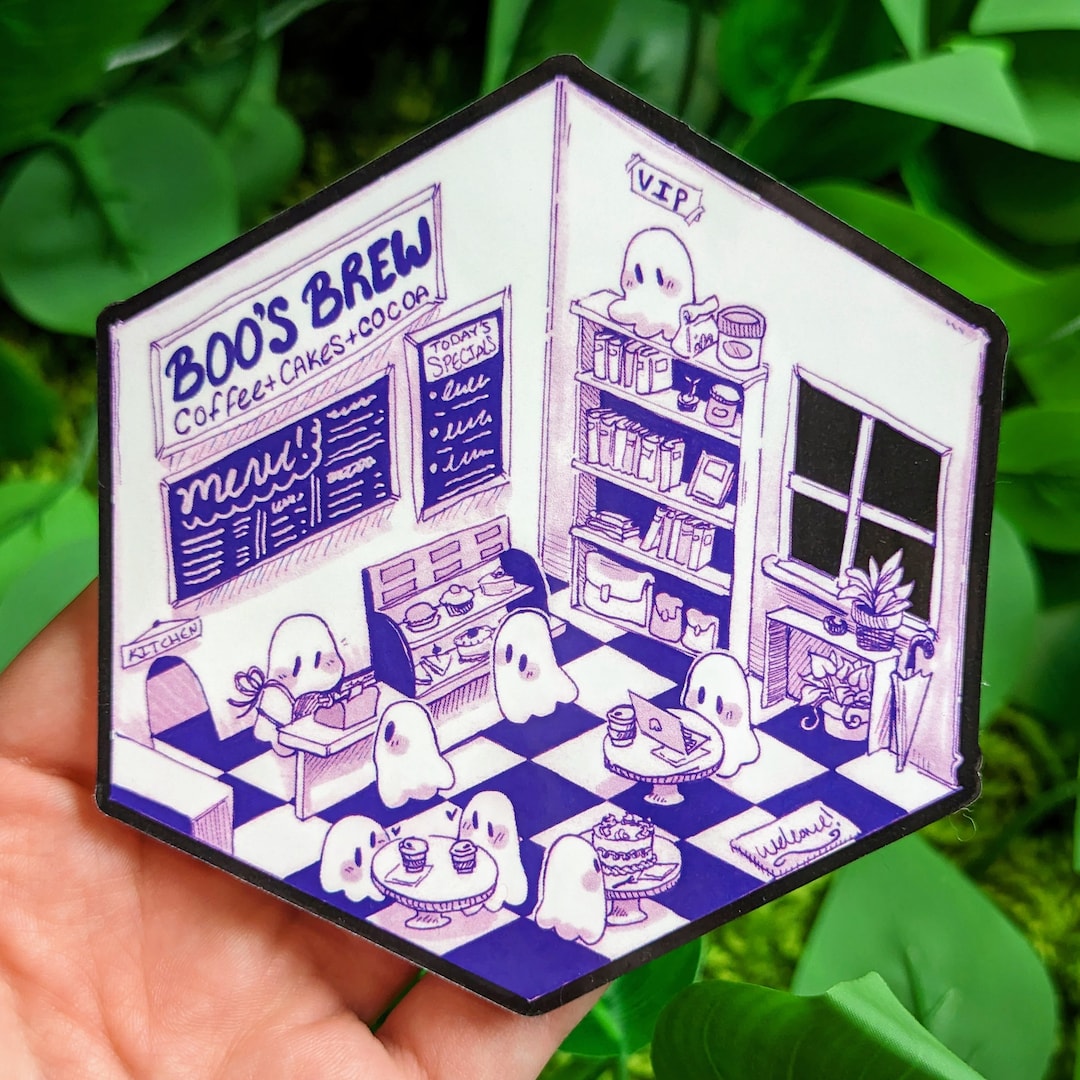 Ghost Cafe Waterproof Sticker! - Etsy