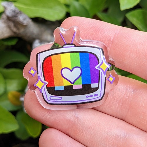 Rainbow TV Enamel Pin 1.5in - Etsy