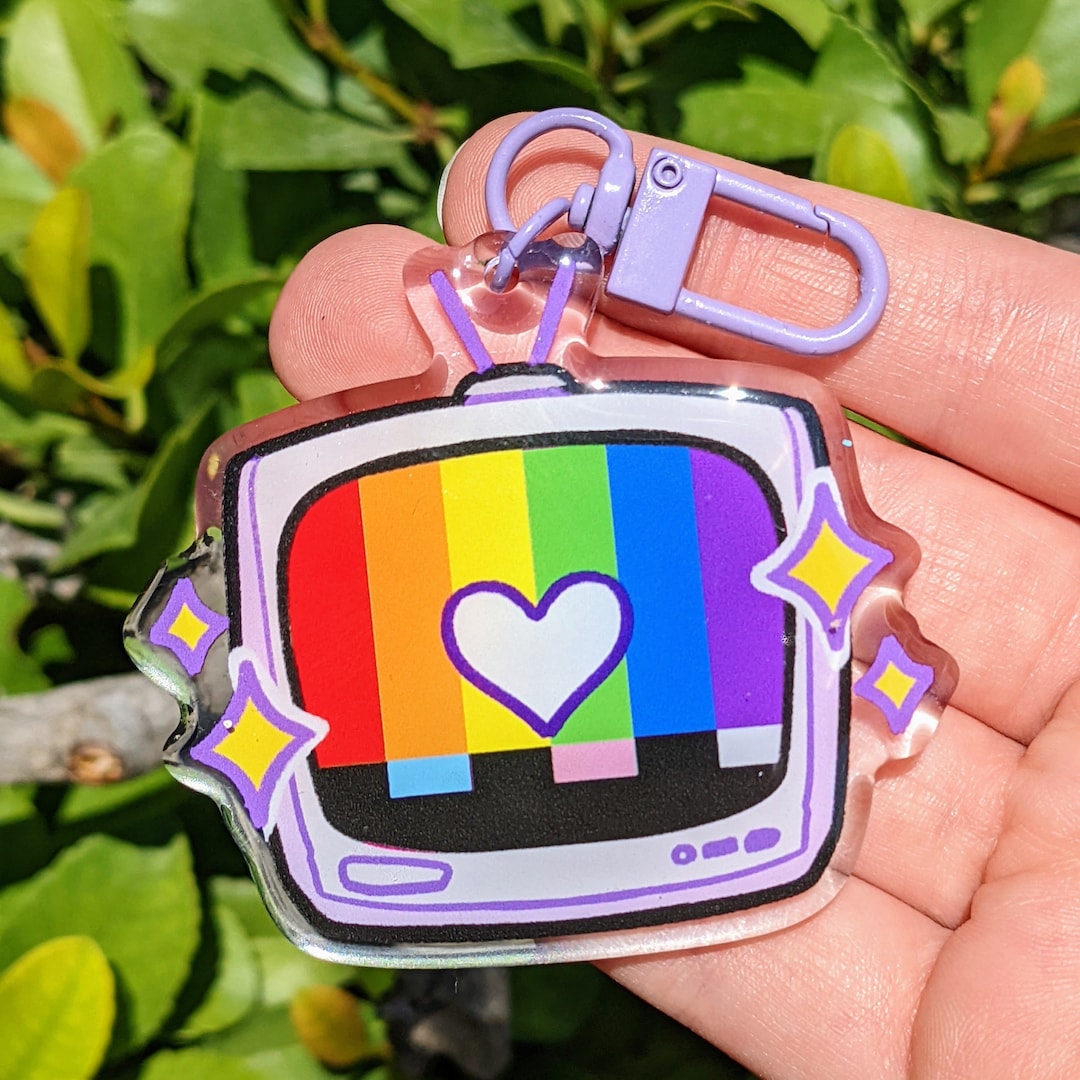 Rainbow TV Keychain! - Etsy