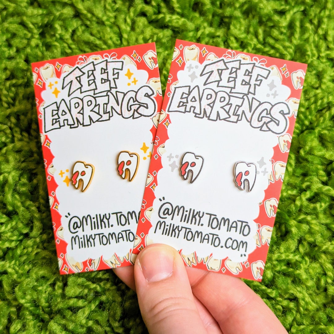 Teeth Stud Earrings! Silver or Gold - Etsy