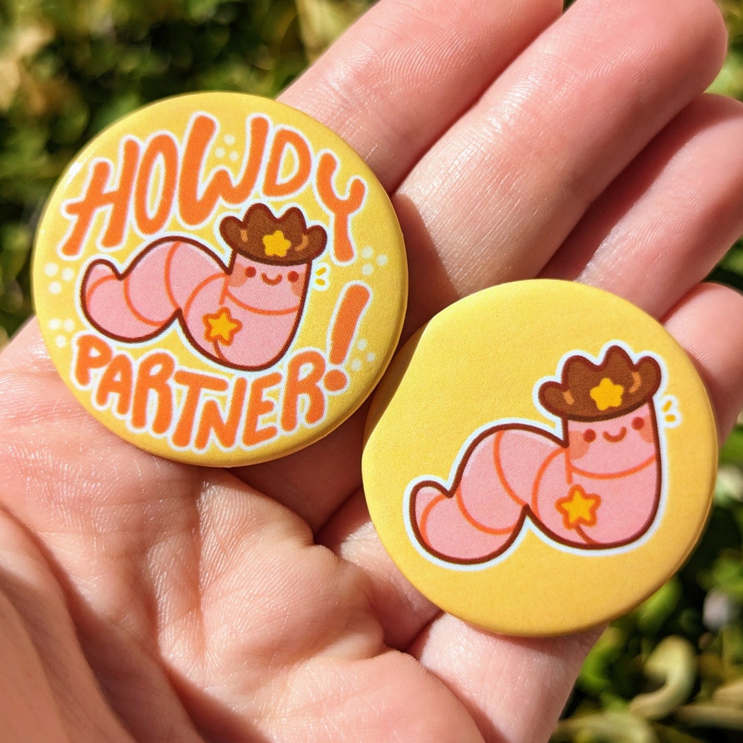 Cowboy Worm Buttons! 1.5" - Etsy