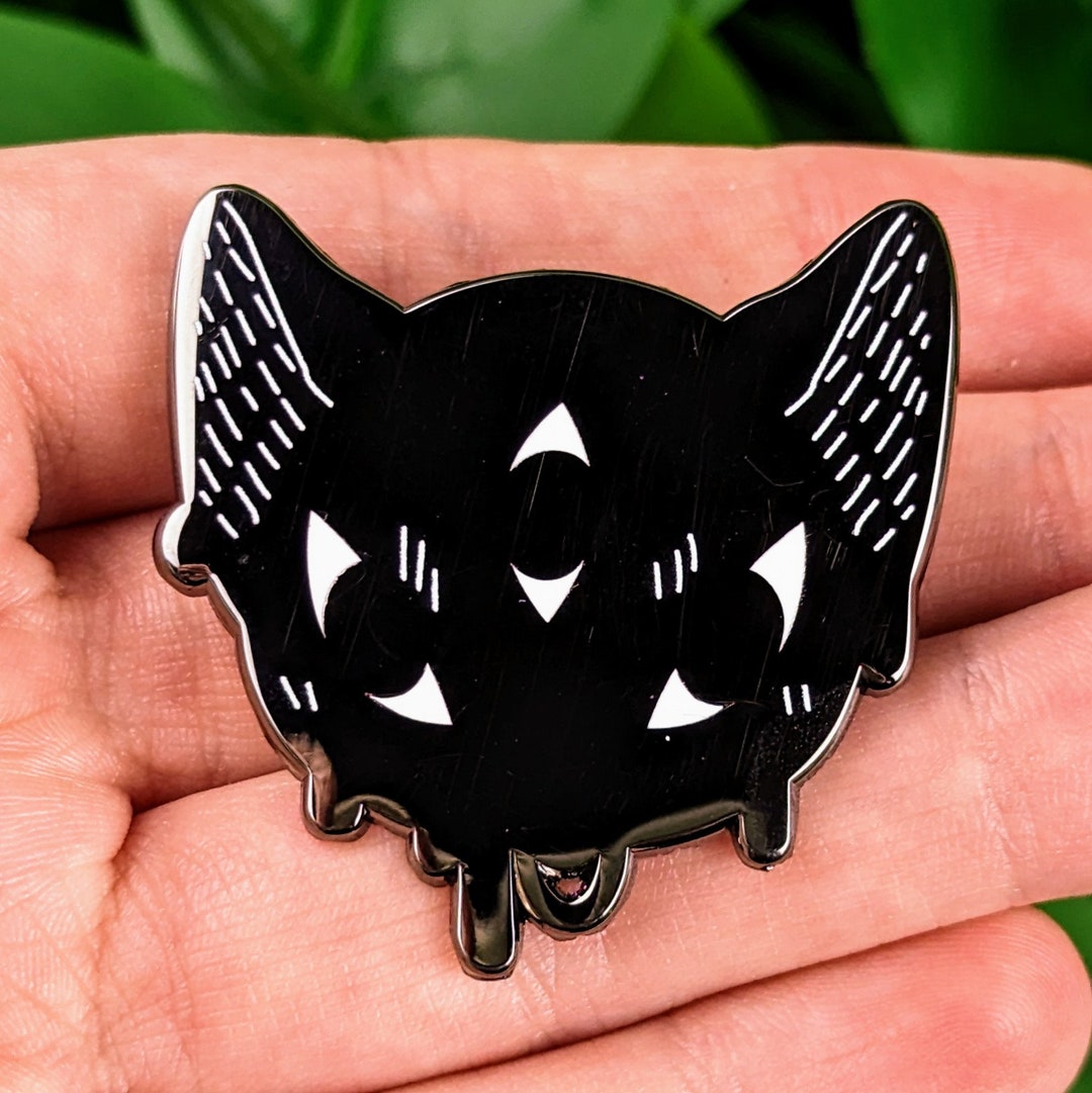 Creepy Cat Enamel Pin - Etsy