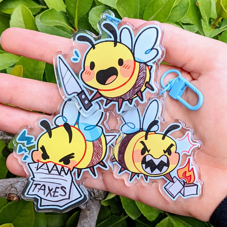 Chaotic Bee Keychains // Acrylic 3in Keychain - Etsy