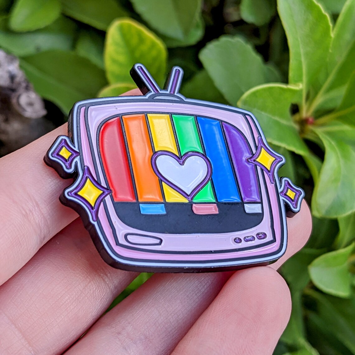 Rainbow TV Enamel Pin 1.5in - Etsy